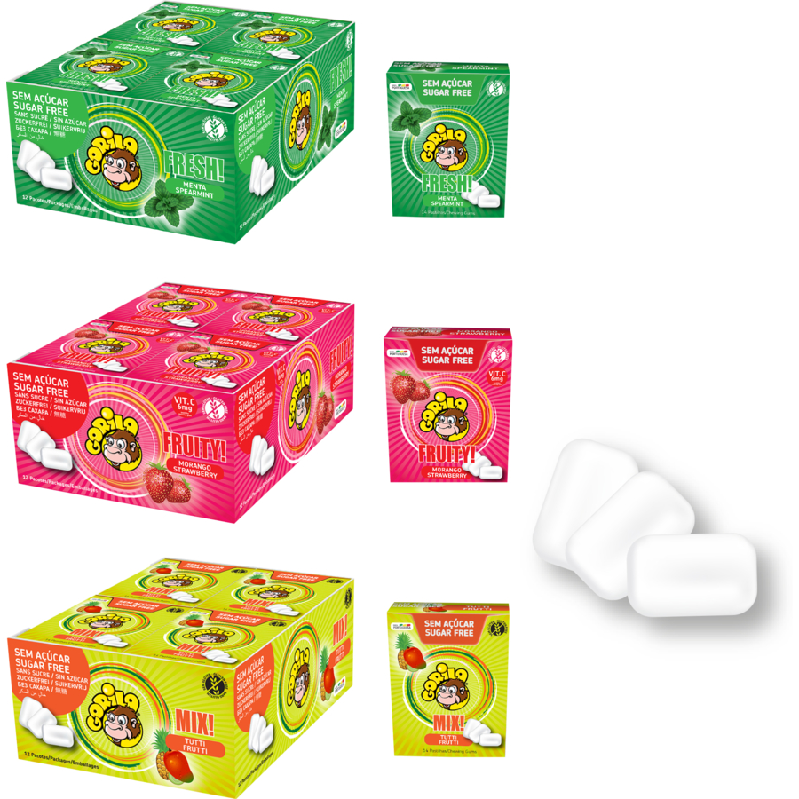 Gorila, Sugar free, Chewing gum, Lusiteca, Portugal, Vegan, Gluten free ...